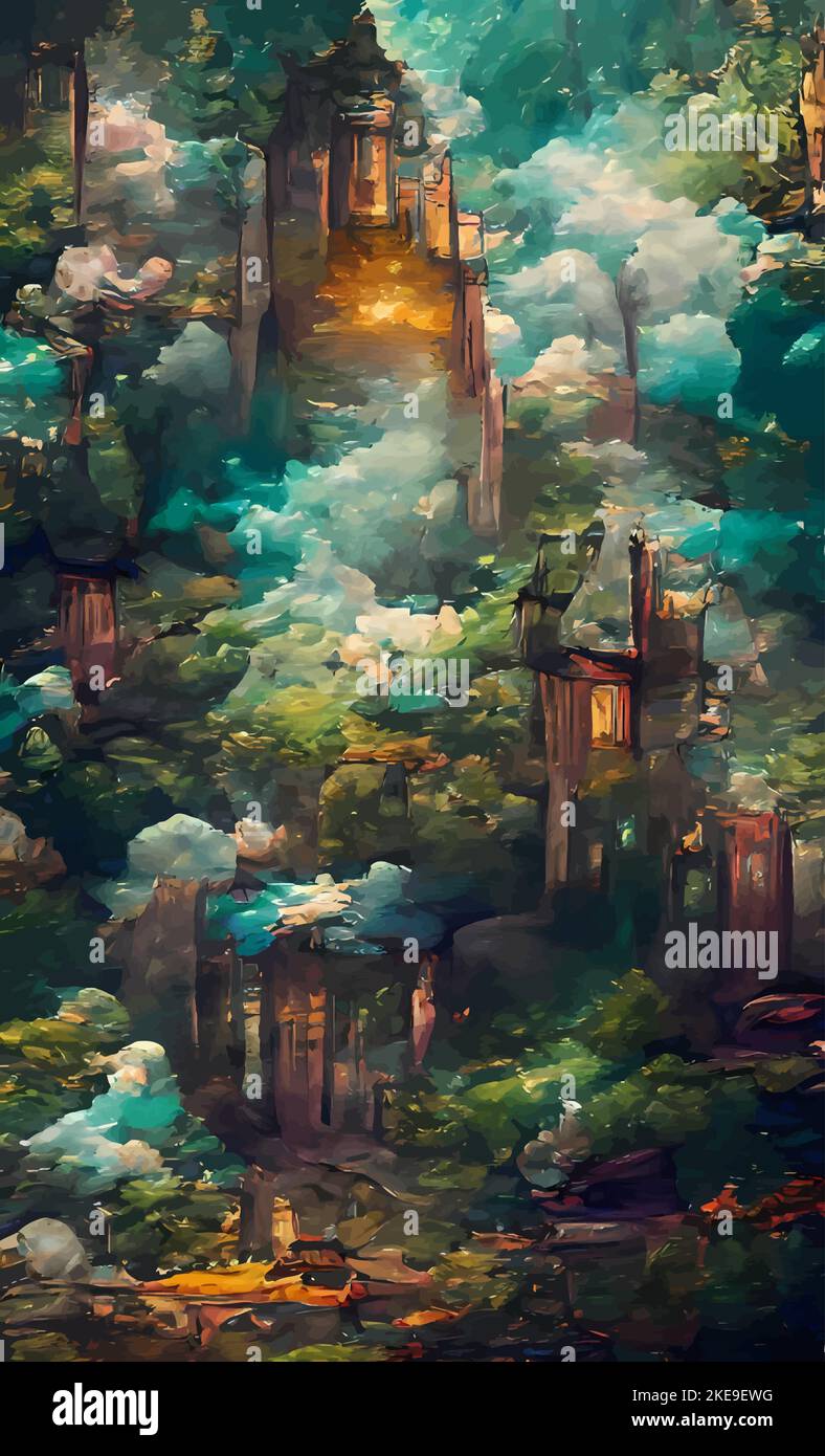 Enchanted forest illustration Stock Vector Images - Alamy