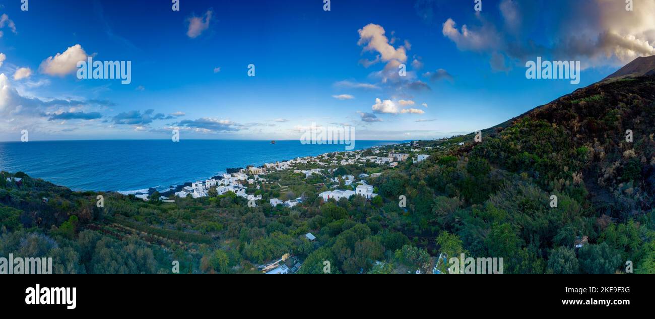 A 180 degree view of the coast line and residential area of Piscità ...