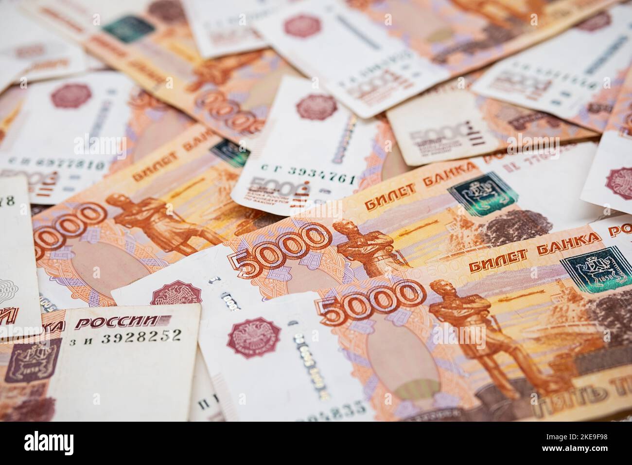 Five thousand rubles bills. Russian paper currency background Stock ...