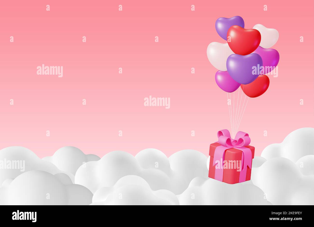 3D Gift Box with Heart Balloons in Clouds Stock Vector Image & Art - Alamy