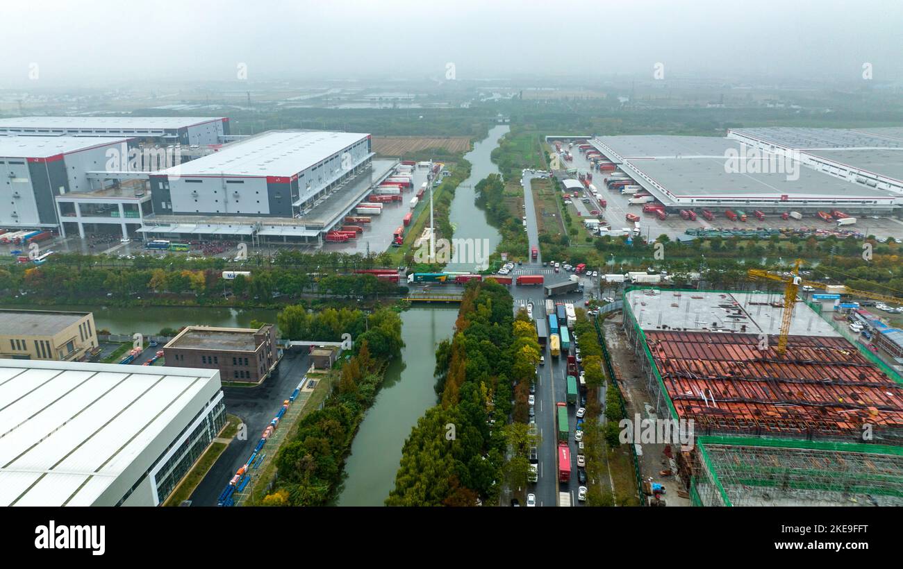 SUZHOU, CHINA - NOVEMBER 11, 2022 - An aerial photo shows JD Express ...