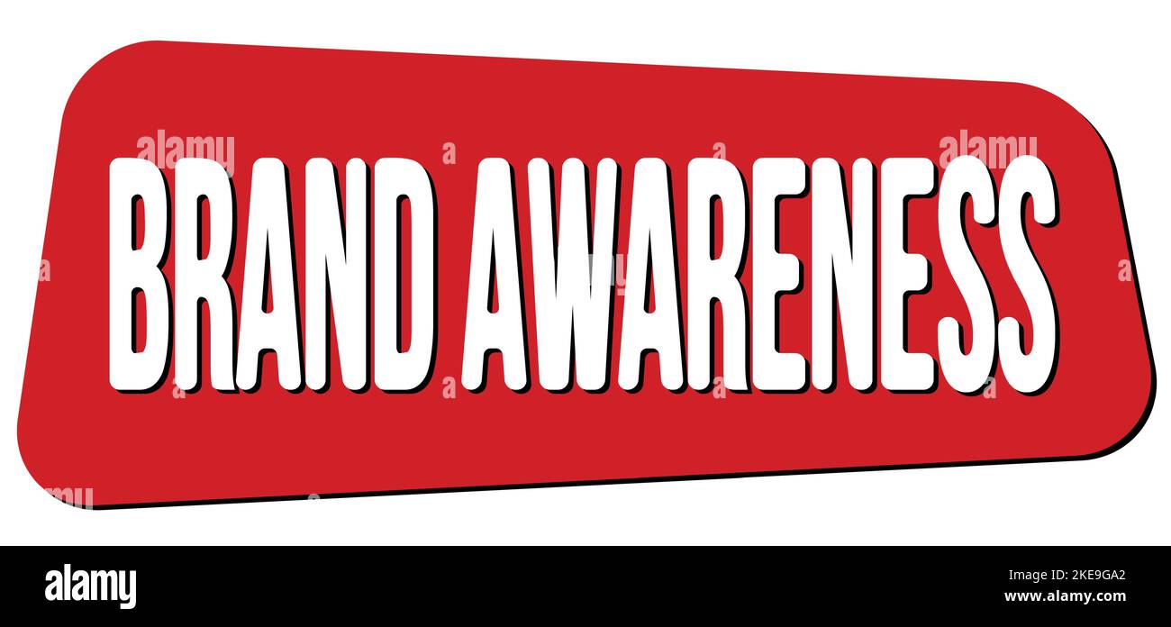 BRAND AWARENESS text written on red trapeze stamp sign Stock Photo - Alamy