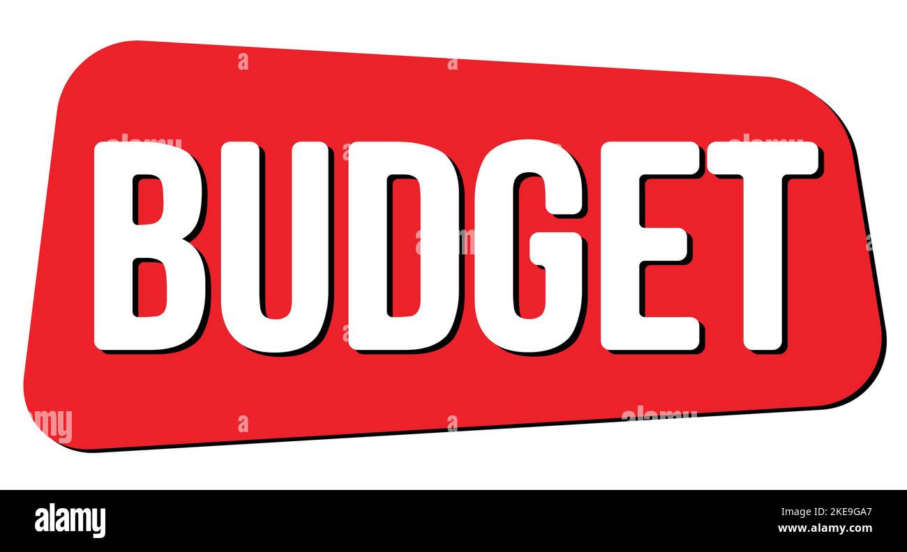BUDGET text written on red trapeze stamp sign Stock Photo - Alamy