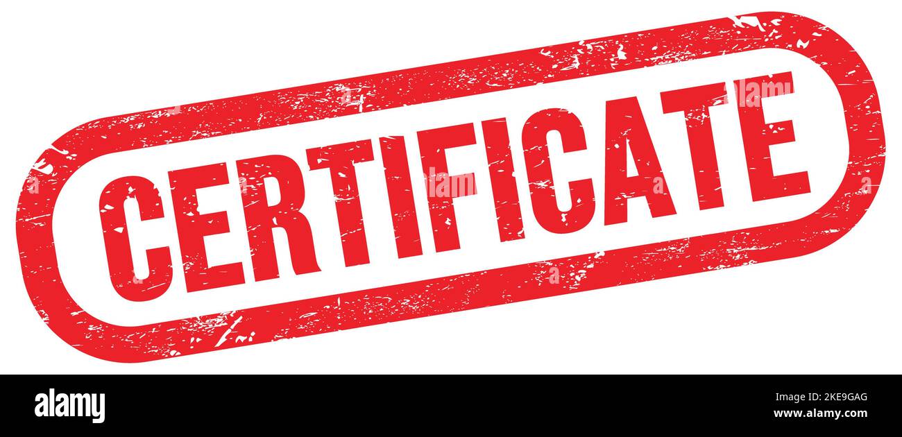 CERTIFICATE, text on red rectangle stamp sign Stock Photo - Alamy