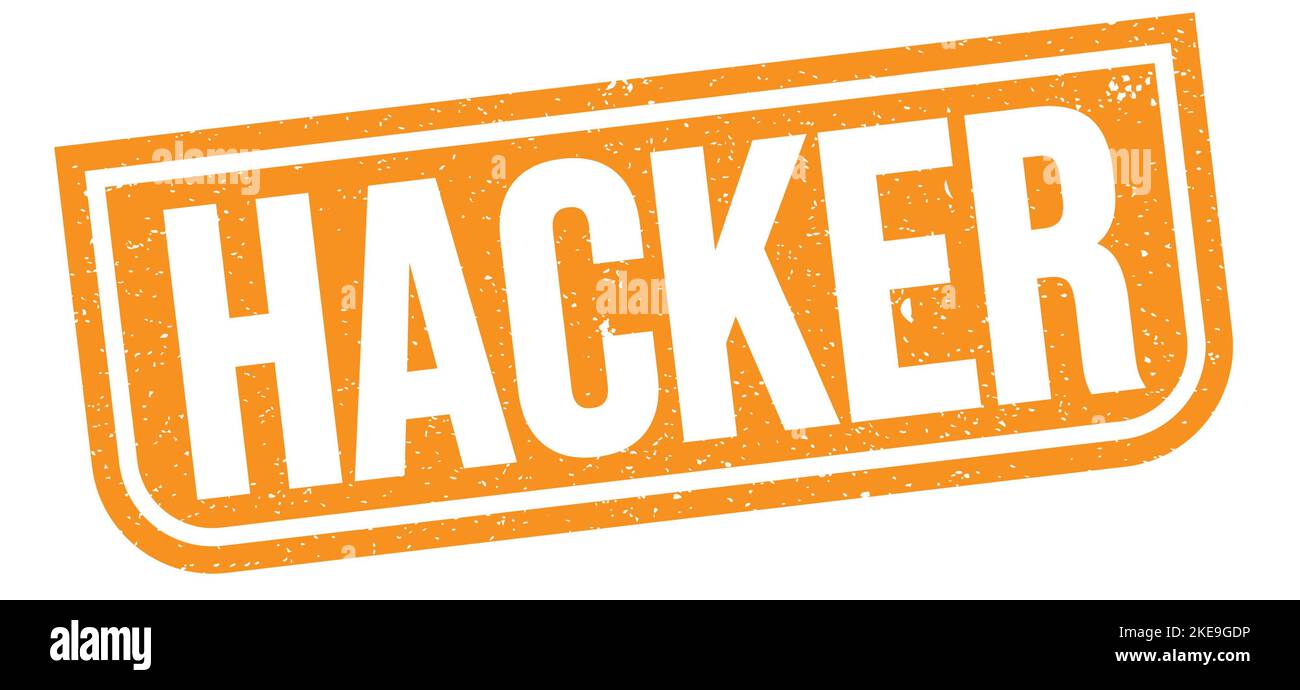 HACKER text written on orange grungy stamp sign Stock Photo - Alamy