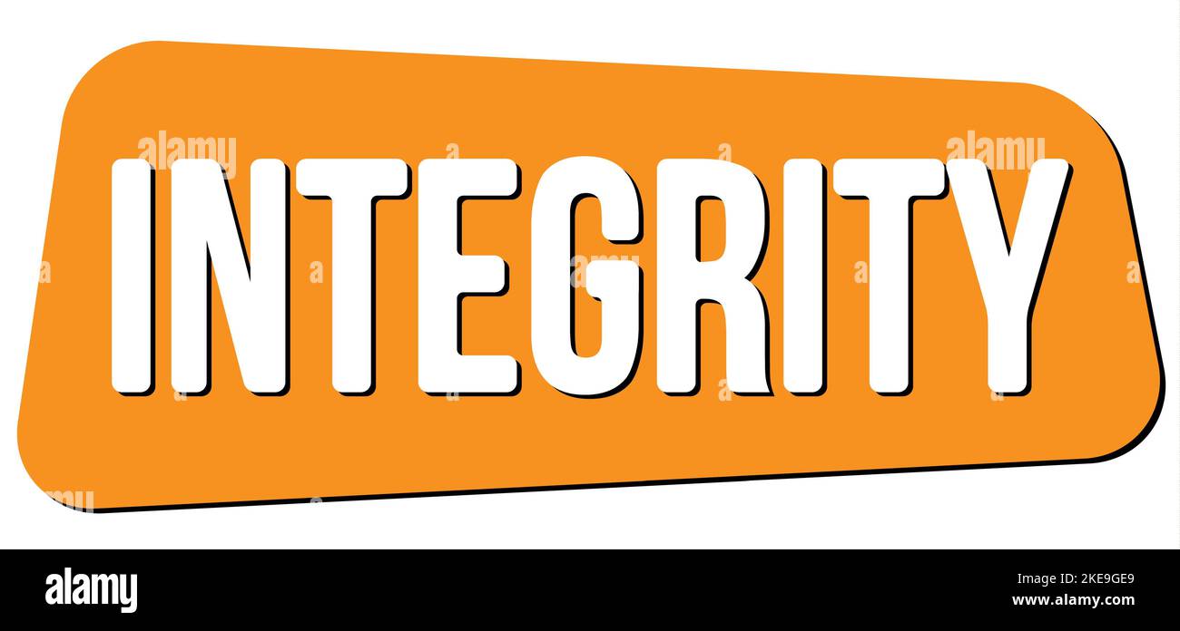 INTEGRITY text written on orange trapeze stamp sign Stock Photo - Alamy