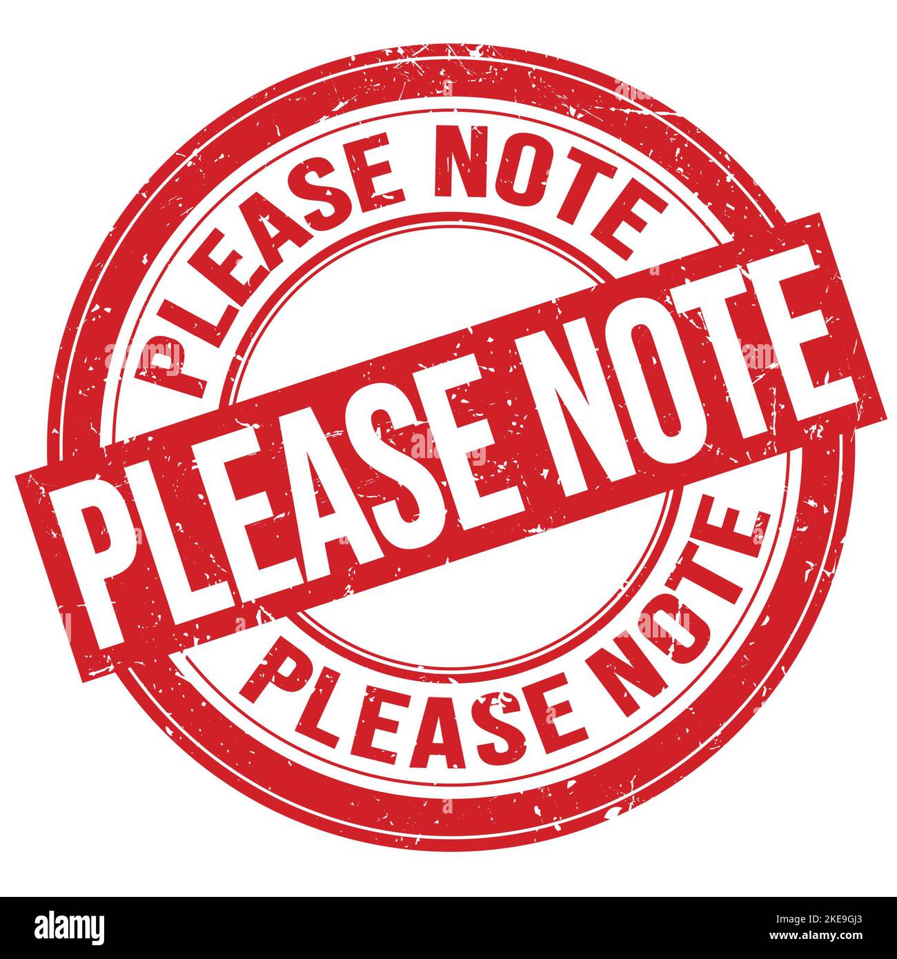 PLEASE NOTE text written on red round grungy stamp sign Stock Photo - Alamy