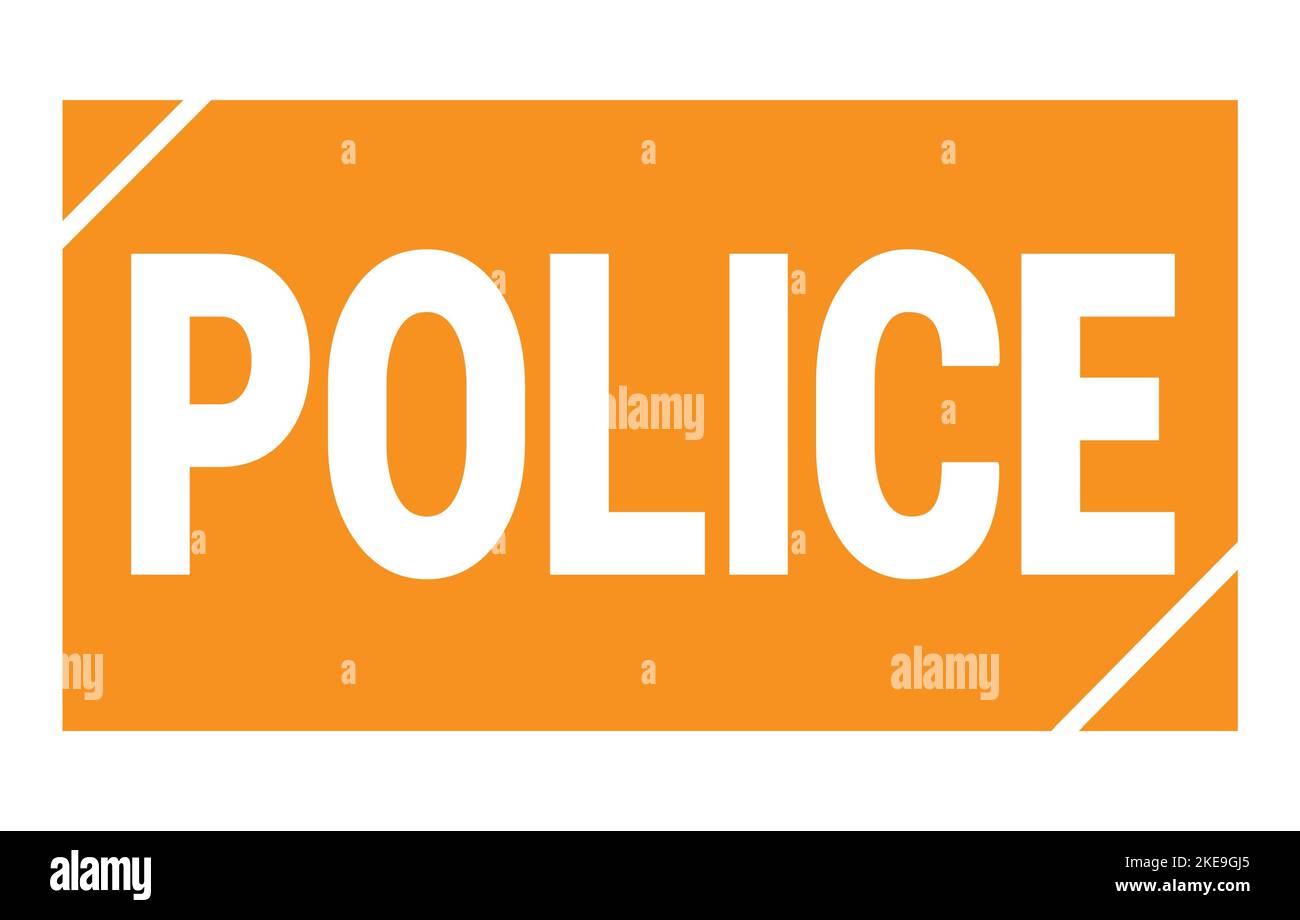 POLICE text written on orange rectangle stamp sign Stock Photo - Alamy