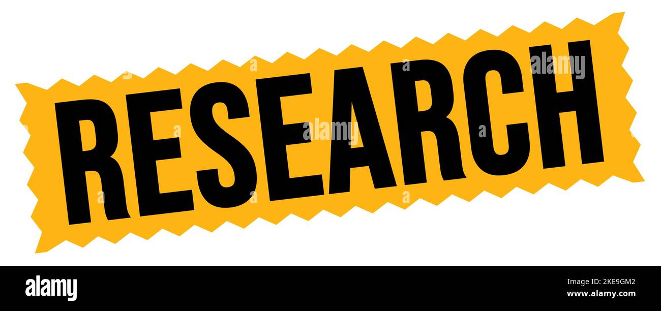 RESEARCH text written on orange-black zig-zag stamp sign Stock Photo ...