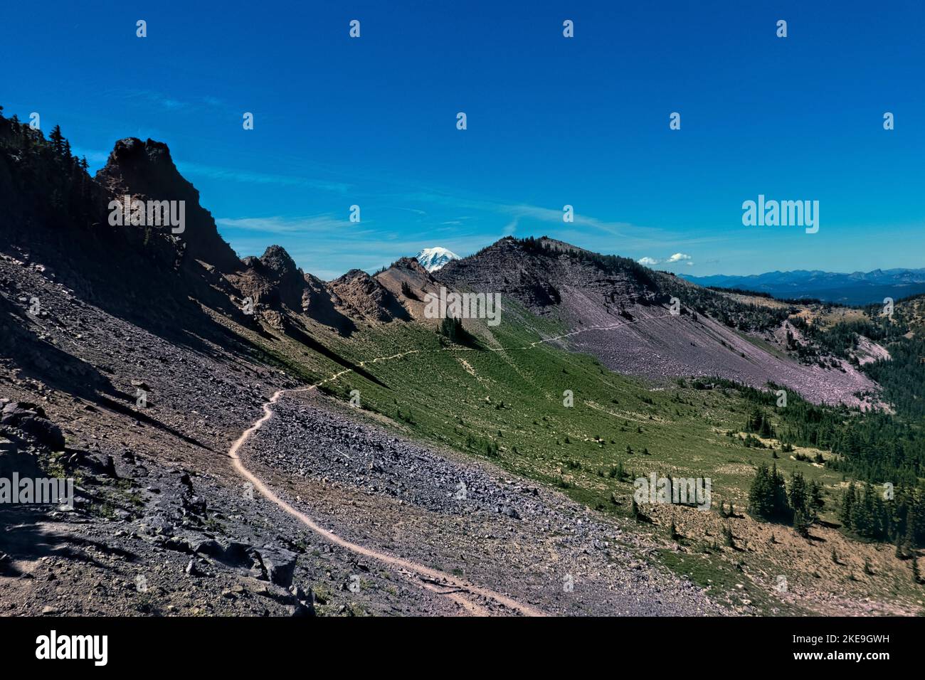 Mt. Rainier peeking over the Pacific Crest Trail, Goat Rocks ...