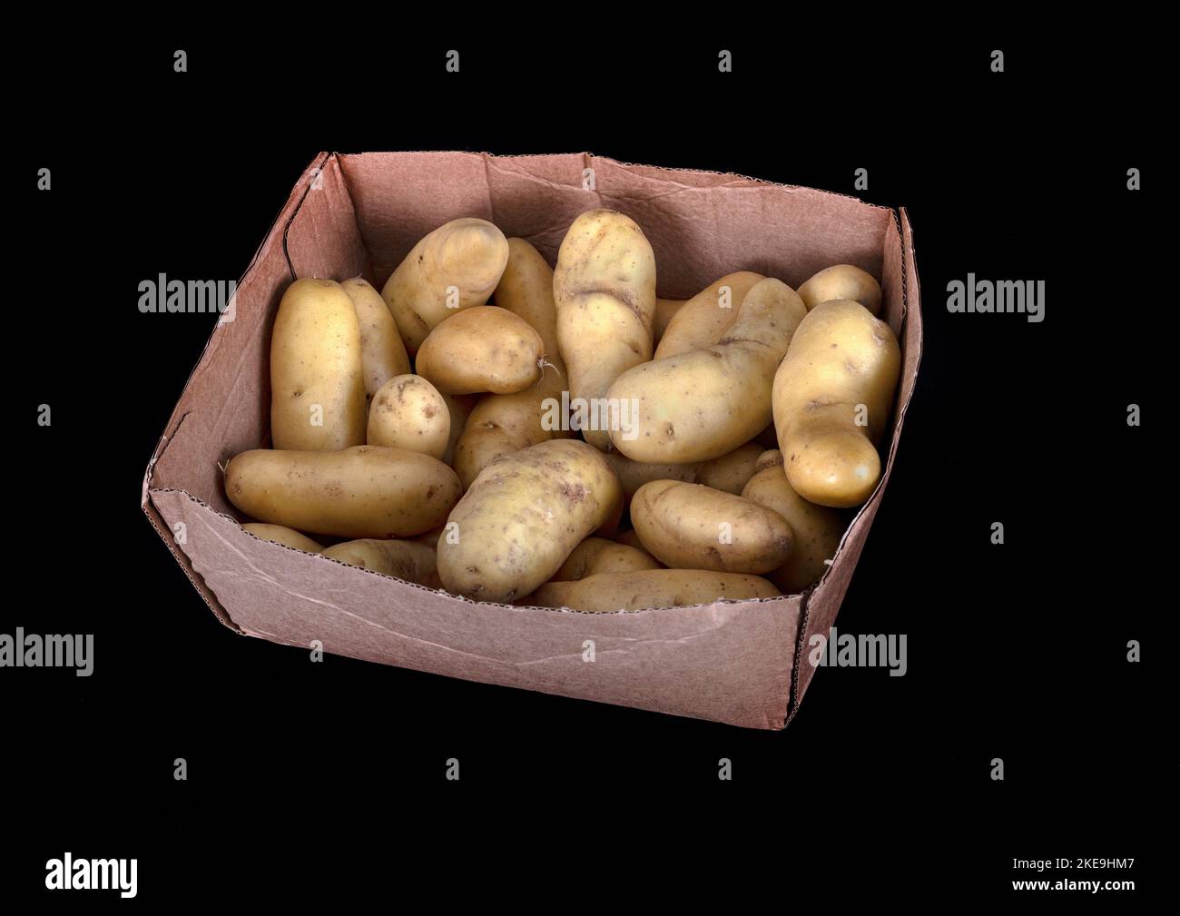 Ratte potato in front of black background Stock Photo - Alamy