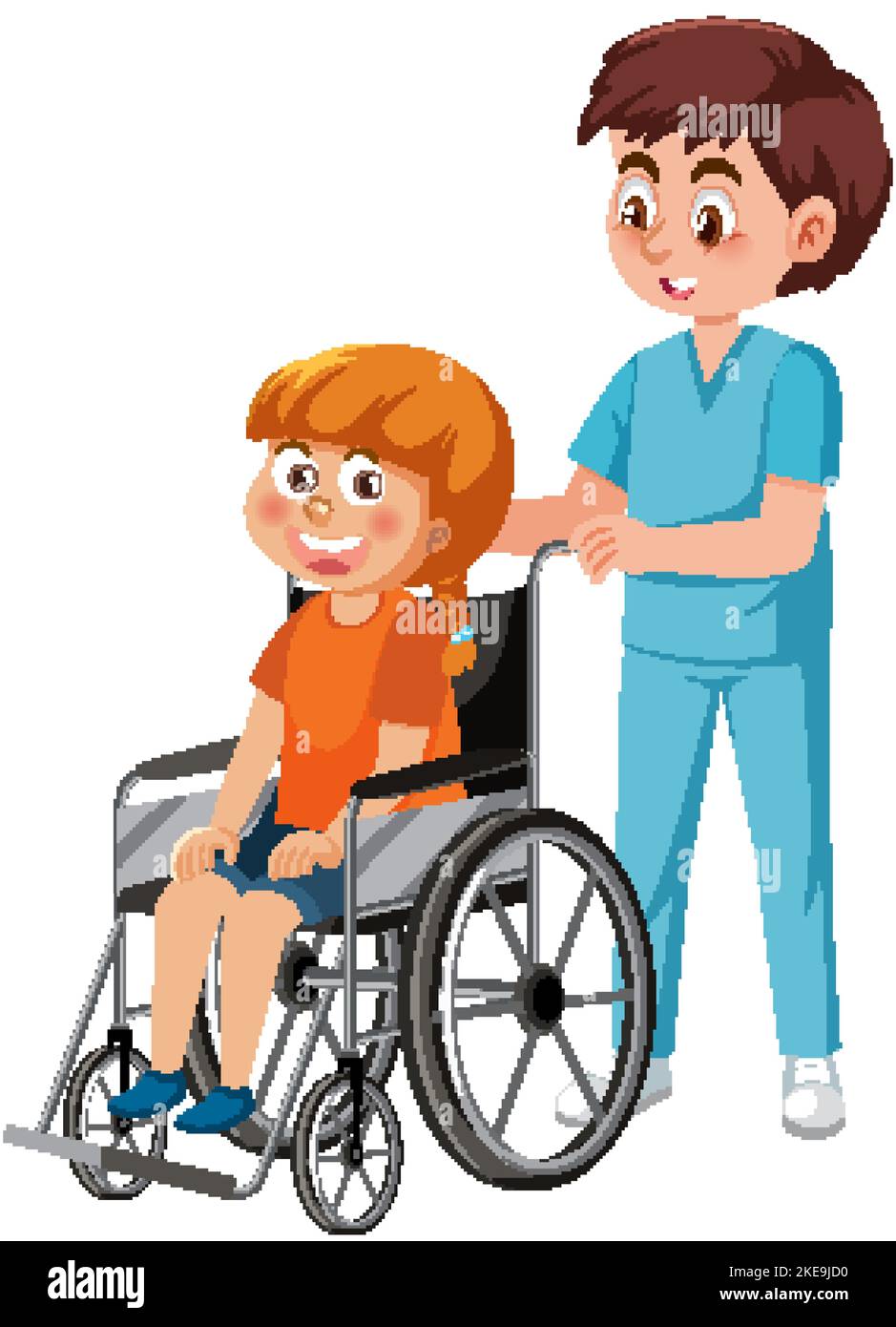 Nurse with patient cartoon character illustration Stock Vector Image ...