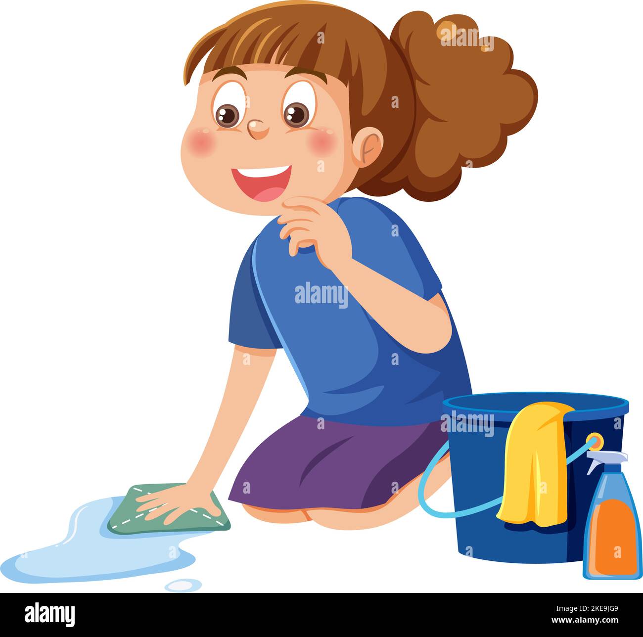 Cartoon character of kid cleaning illustration Stock Vector Image & Art ...