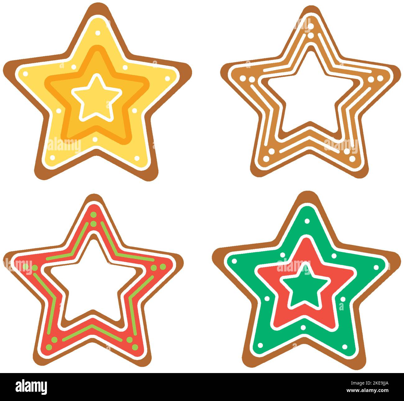 Christmas star gingerbread cookies collection illustration Stock Vector ...