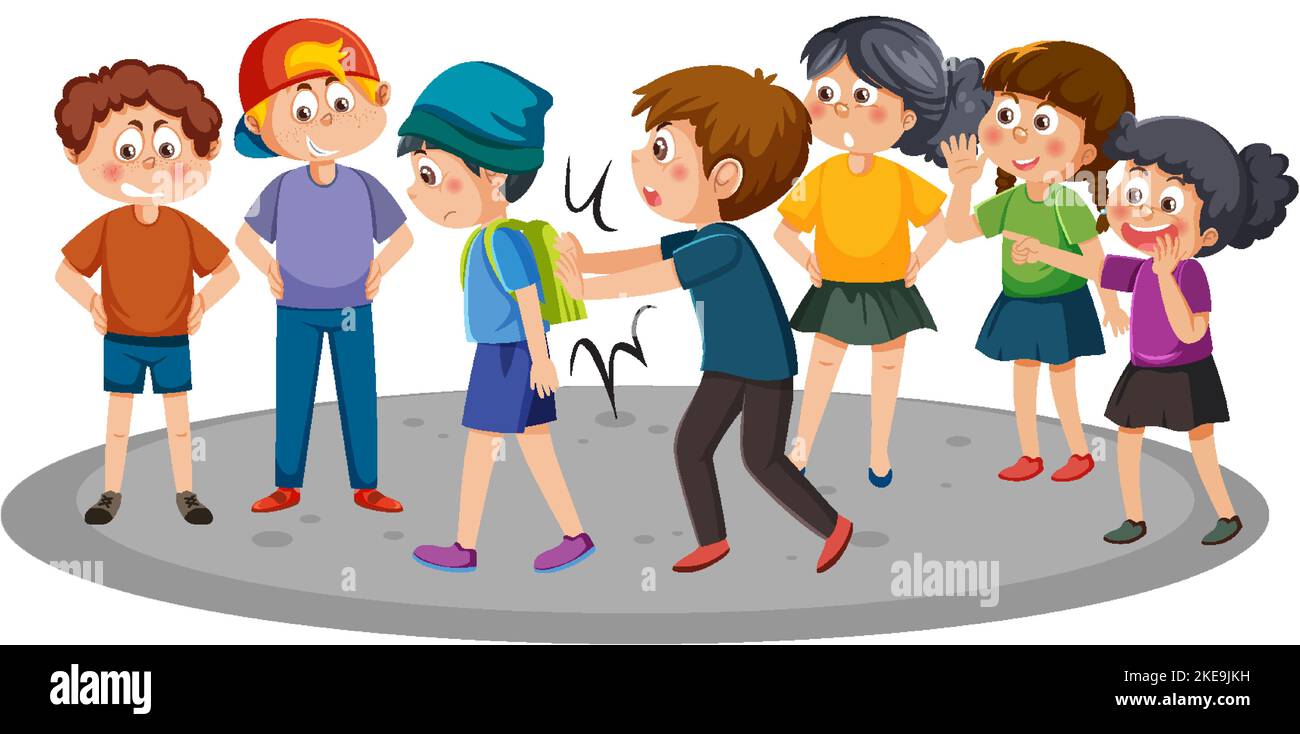 Children teasing their friend illustration Stock Vector Image & Art - Alamy