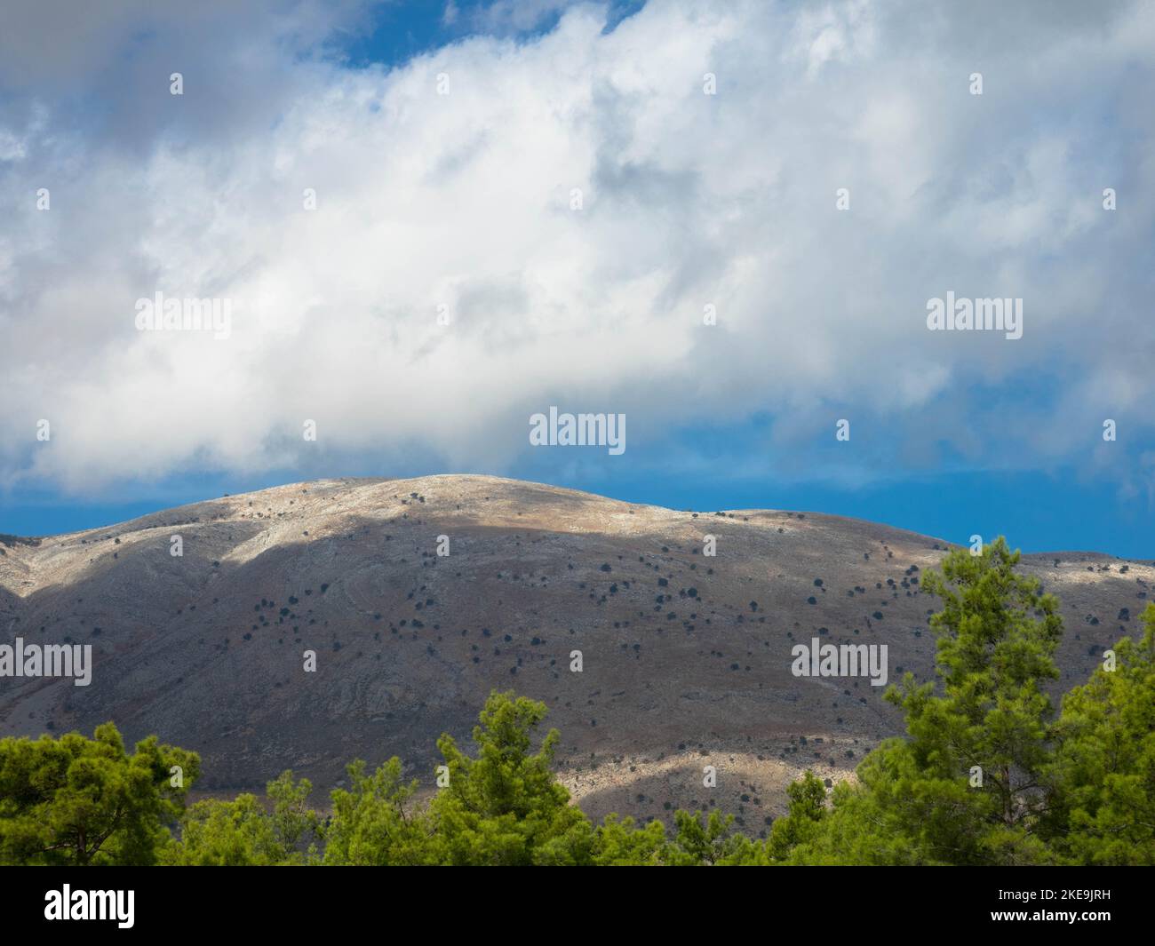 Panoramic view of Attavyros mountain. Is the highest mountain on the ...