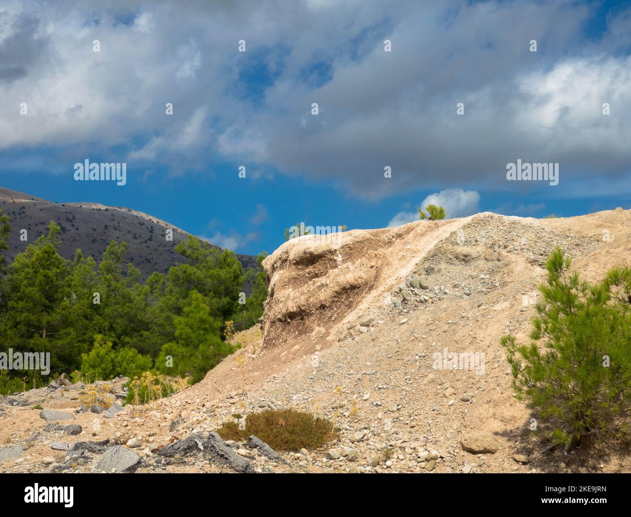 Panoramic view of typical greek mediterranean landscape with hill, fir ...