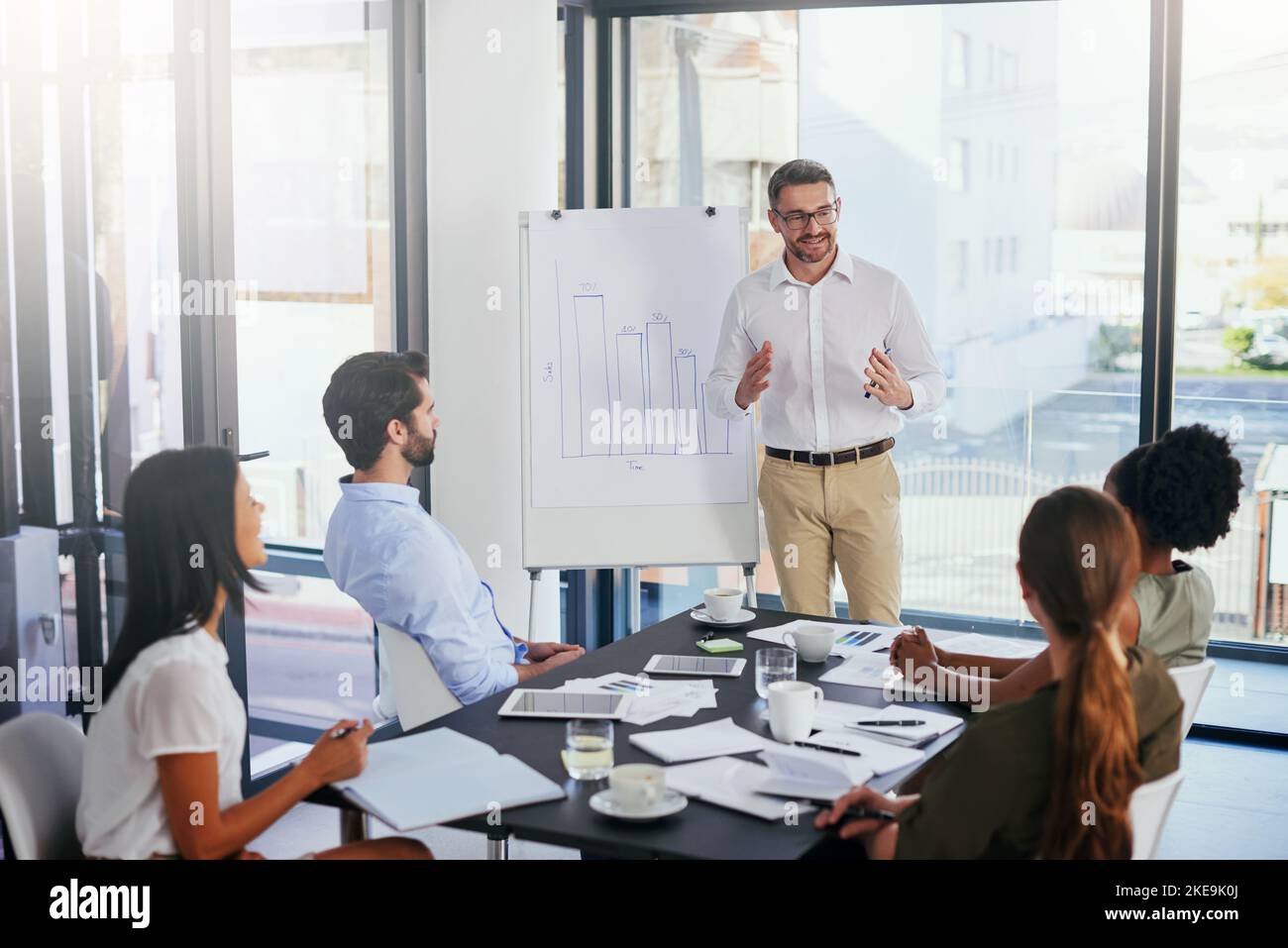 He encourages creative input from his team. a group of diverse ...