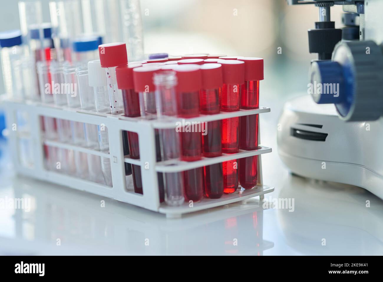 Scientific research essentials. Closeup shot of various test tubes ...