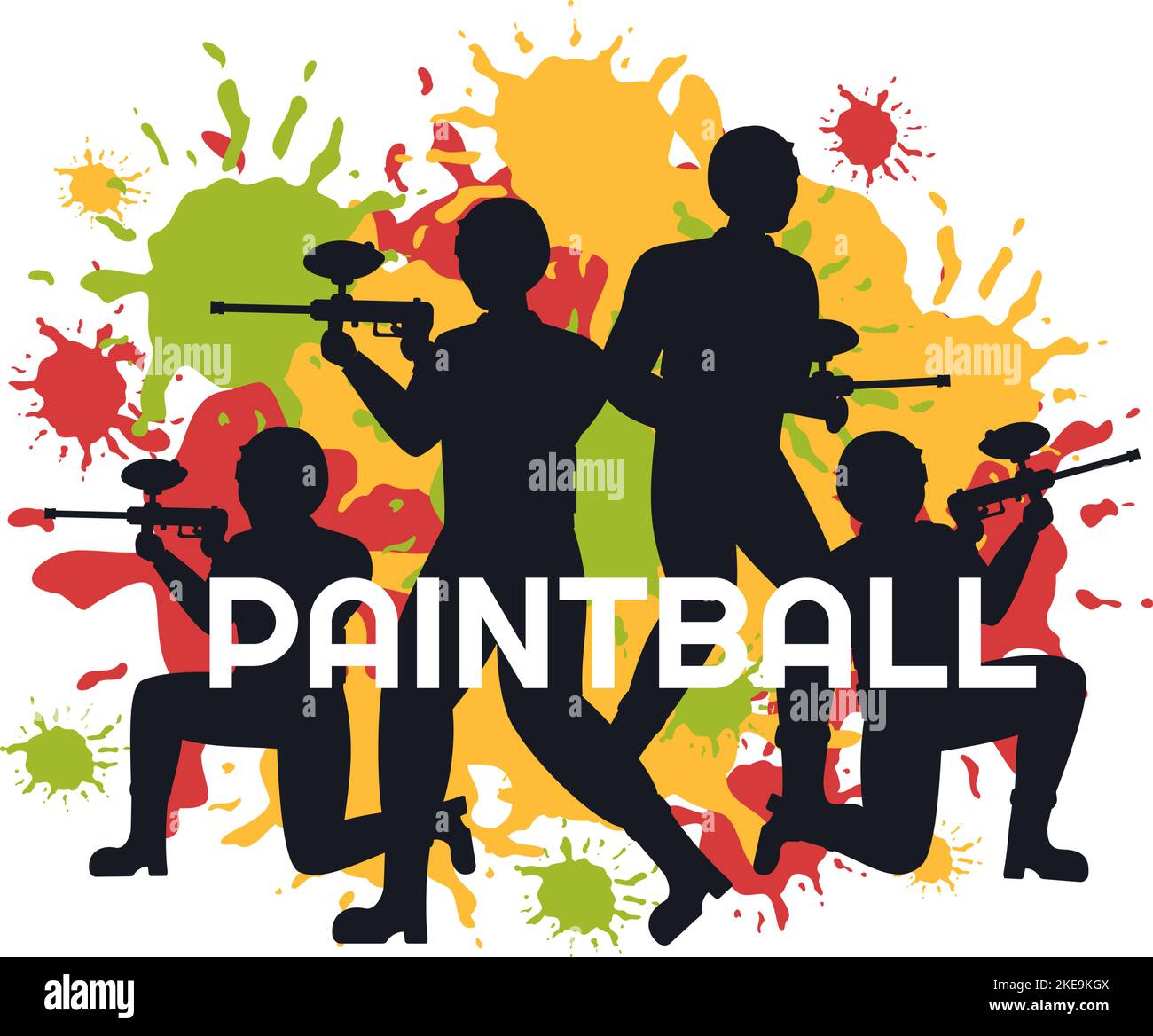 People Playing Paintball of Fighter Player Shooting with Gun Shoot, Aim ...