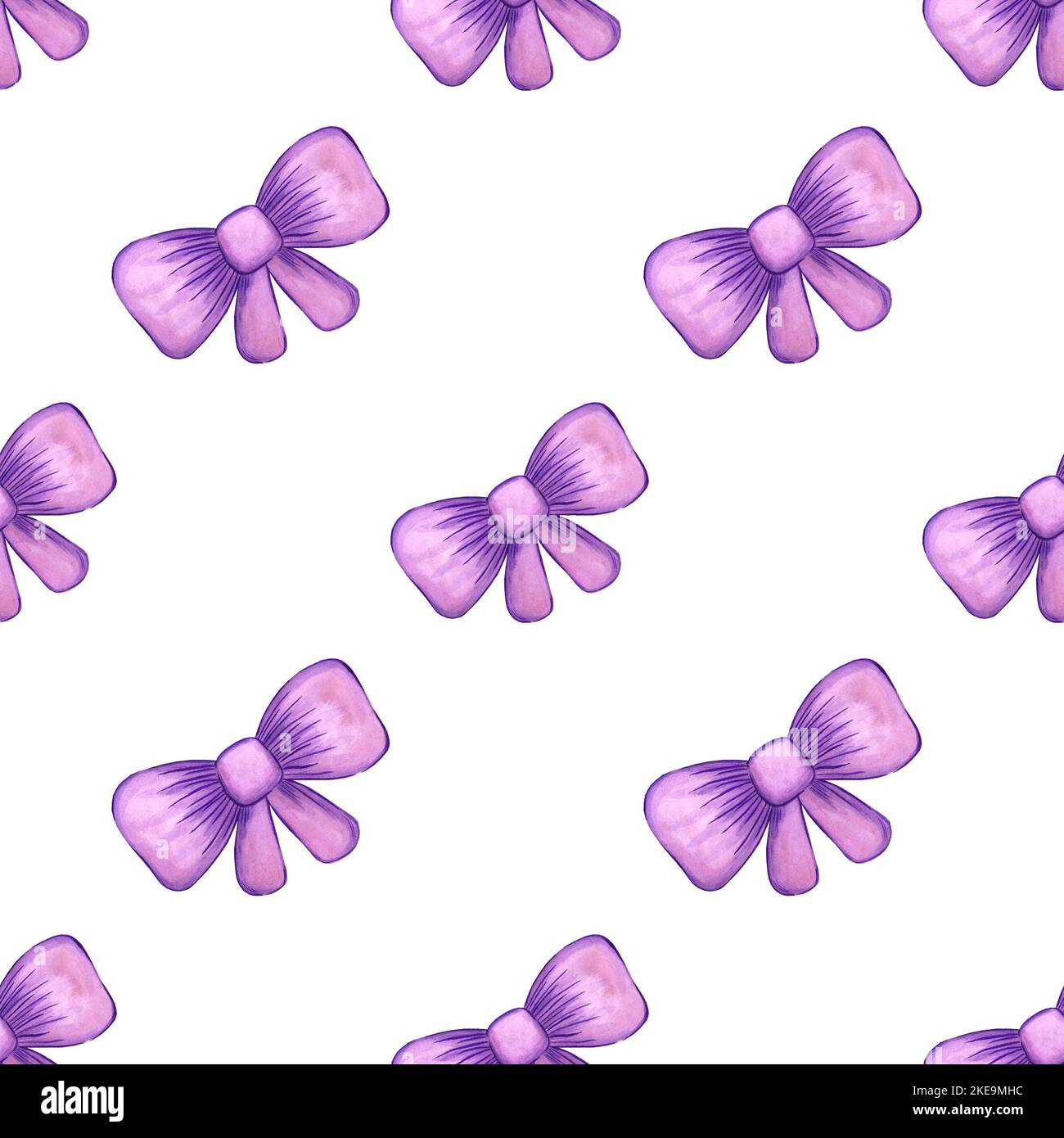 Handdrawn watercolor bow seamless pattern children's textile. Scrapbook ...