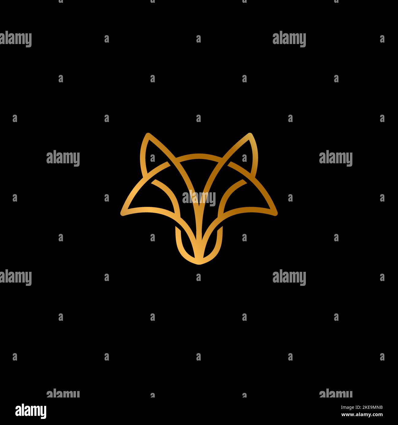 Fox Line Logo With Gold Color. Fox Elegant Vector Stock Vector Image ...