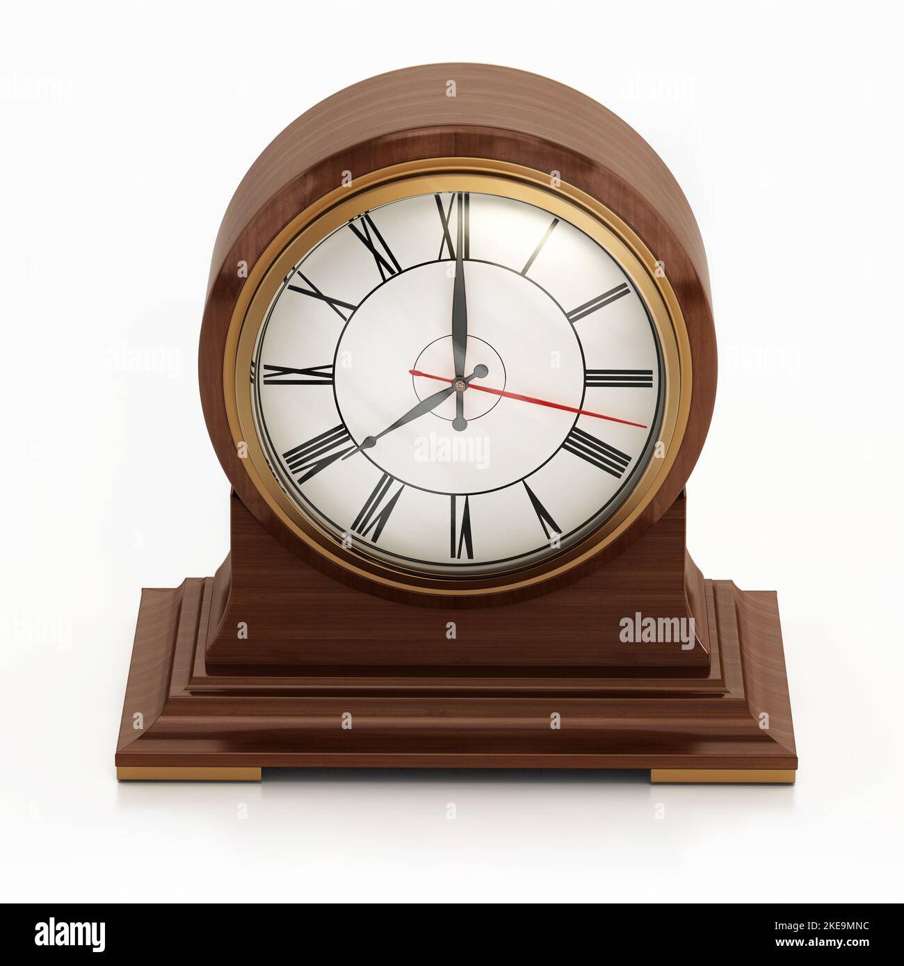 Vintage decorative table clock isolated on white background. 3D ...