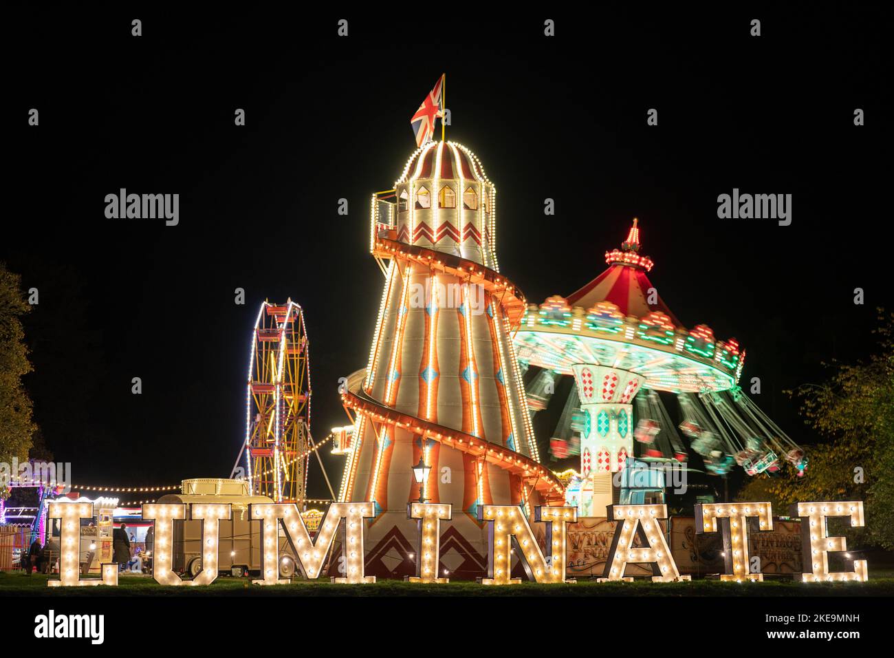 The fairground at Luminate Sandringham, the Sandringham Estate winter ...