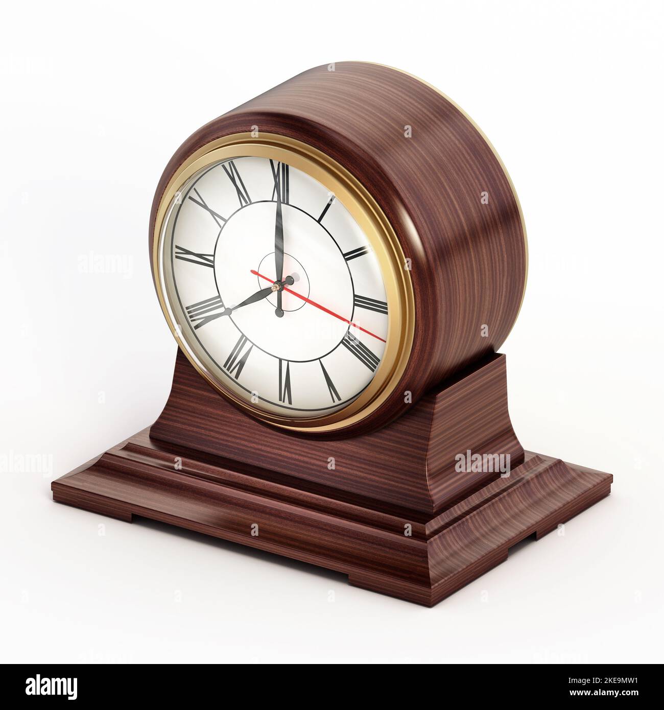 Vintage decorative table clock isolated on white background. 3D ...