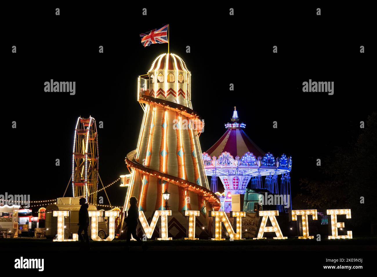 The fairground at Luminate Sandringham, the Sandringham Estate winter ...