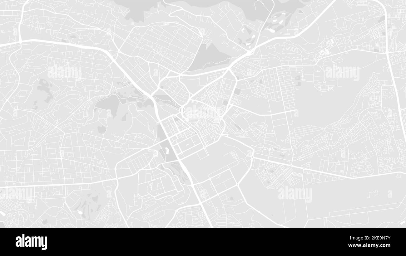 White and light grey Nairobi city area vector background map, roads and ...