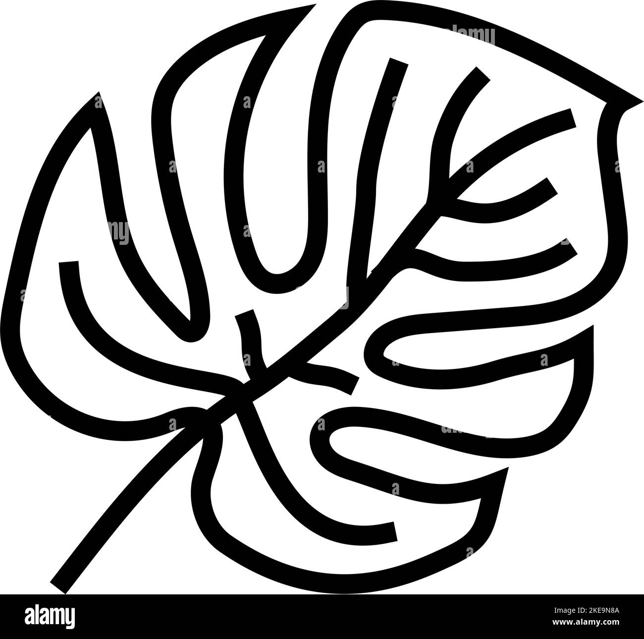 Monstera Leaf Tropical Line Icon Vector Illustration Stock Vector Image And Art Alamy