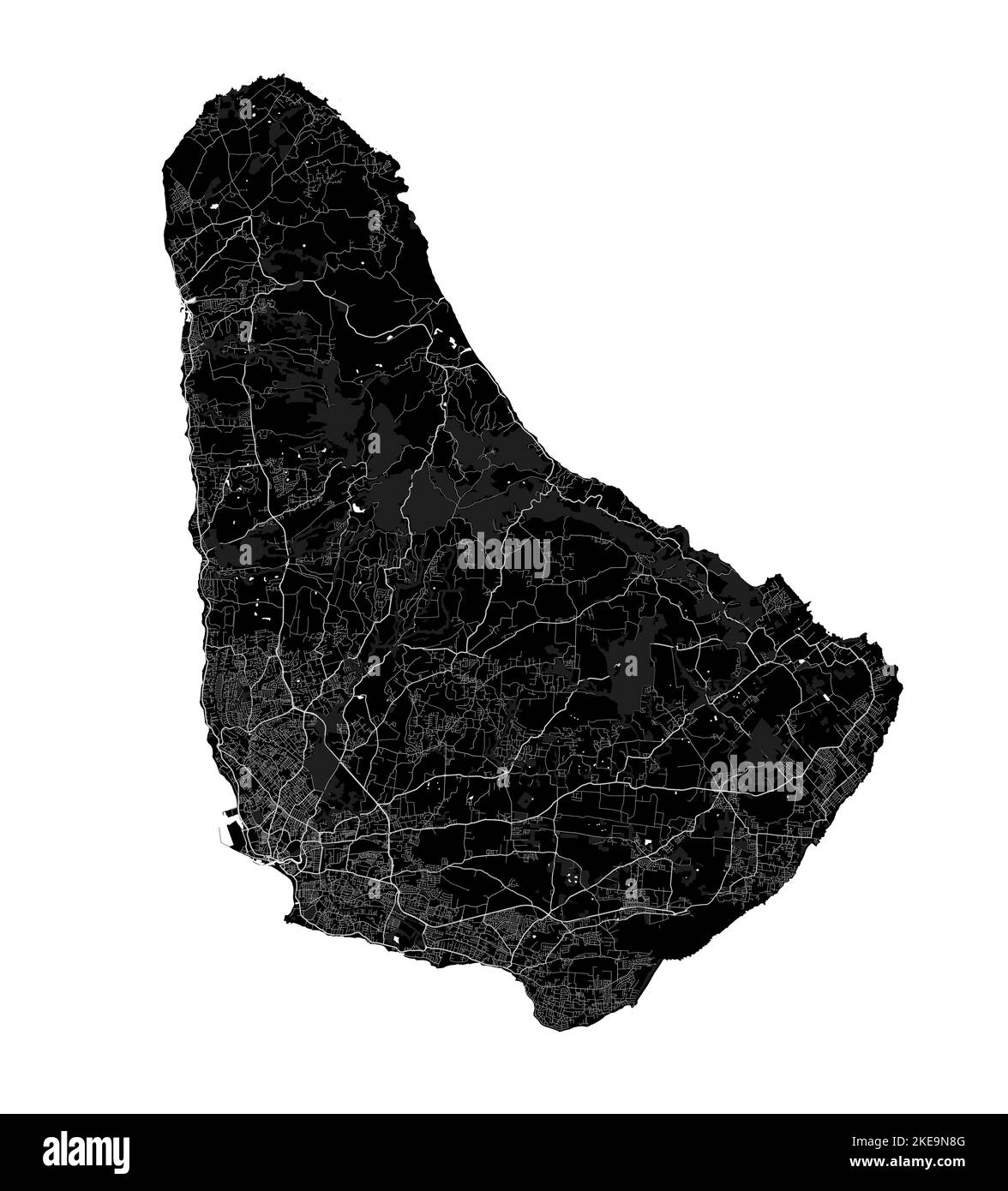 Black Barbados map, Caribbean island country. Detailed map with ...