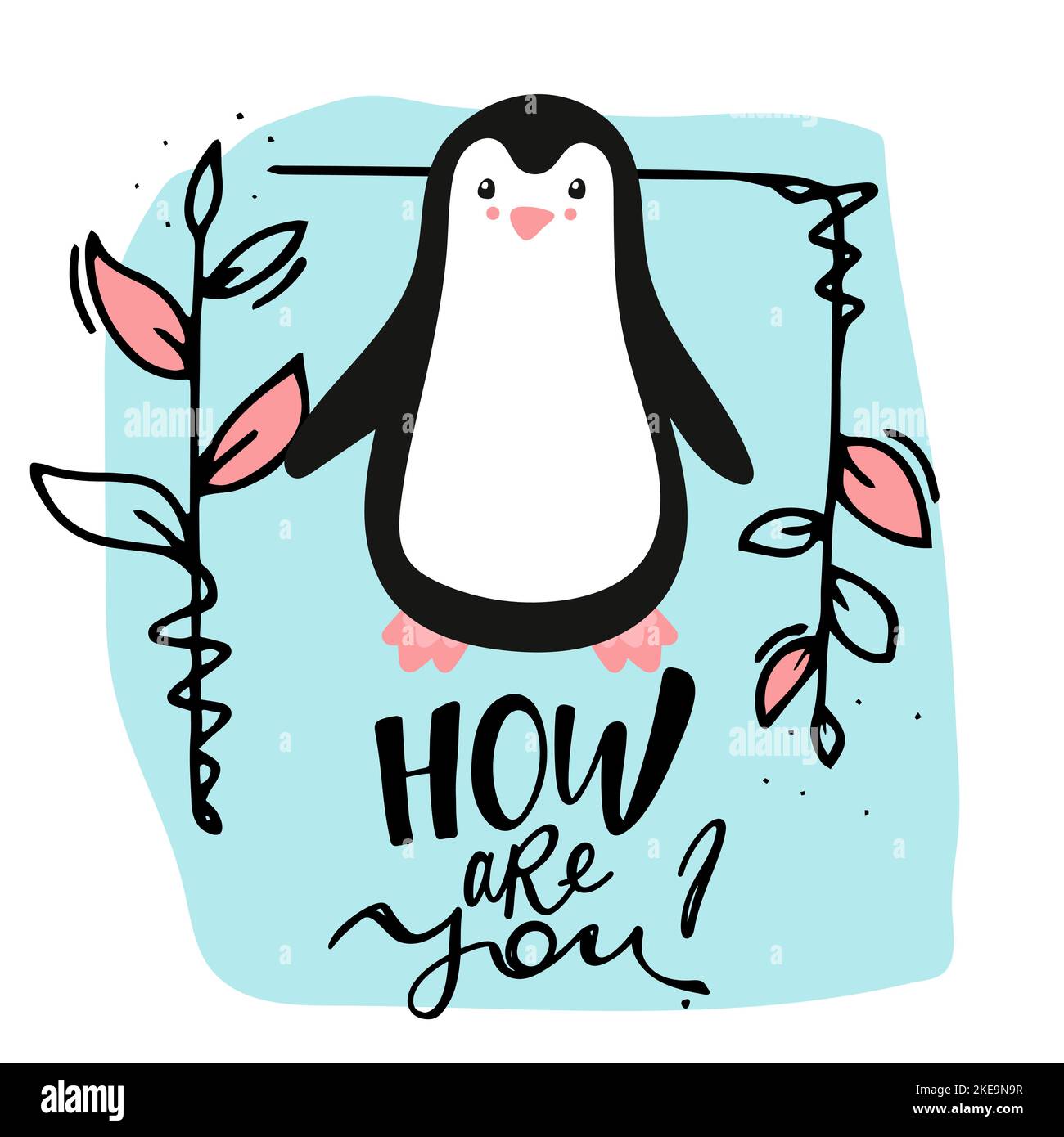 Cartoon Penguin Icon, Vector illustration how are you print Stock ...
