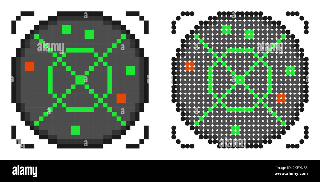 Pixel icon. Radar screen with small red points. Civil Aviation Safety ...
