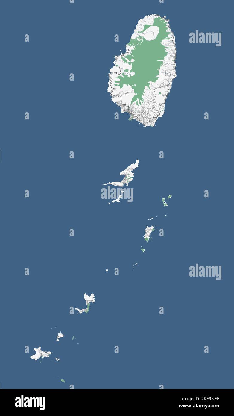 Saint Vincent and the Grenadines map, Caribbean island country Stock ...