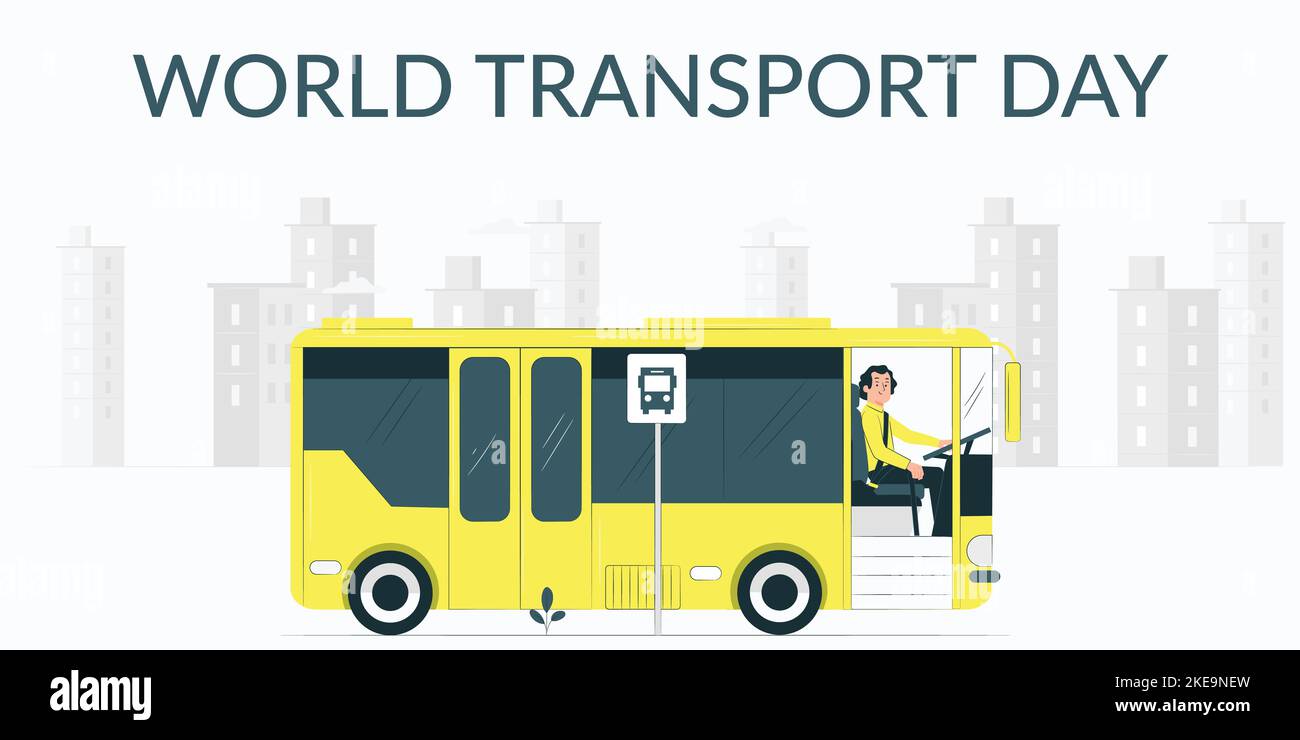 World Public Transport Day. Vector clipart animated characters or ...