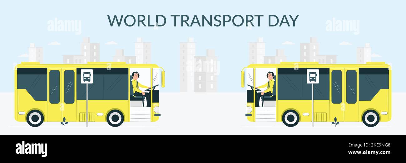 World Public Transport Day. Vector clipart animated characters or ...