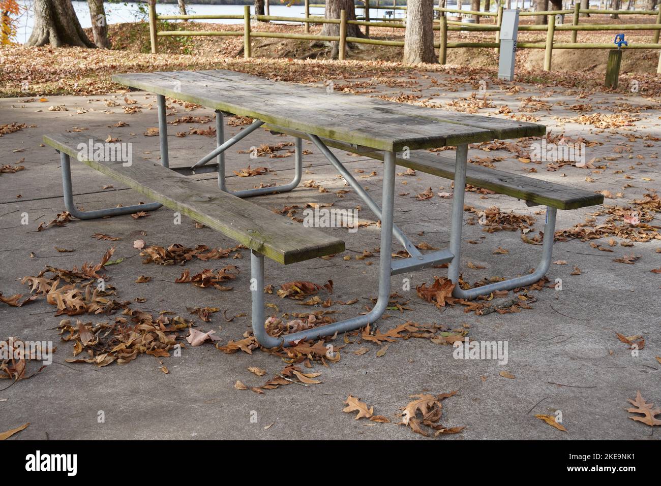 Picnic Table at a Campground Stock Photo - Alamy