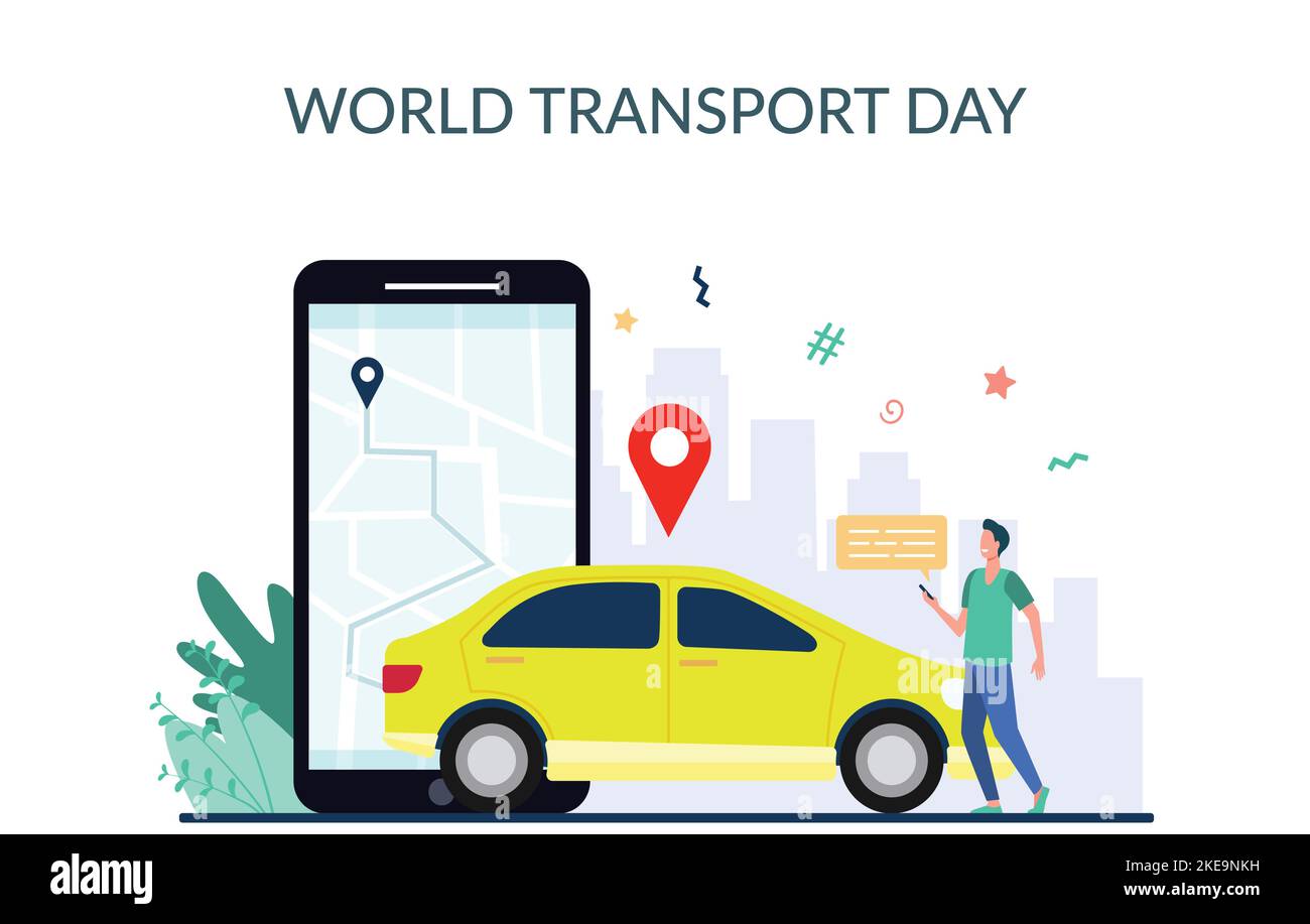 World Public Transport Day. Vector clipart animated characters or ...