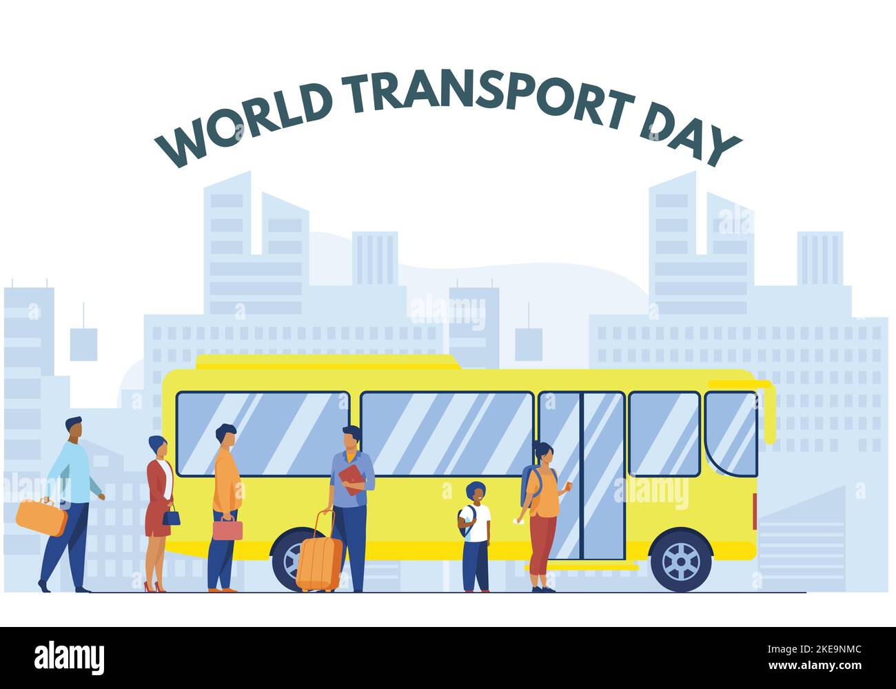 World Public Transport Day. Vector clipart animated characters or ...