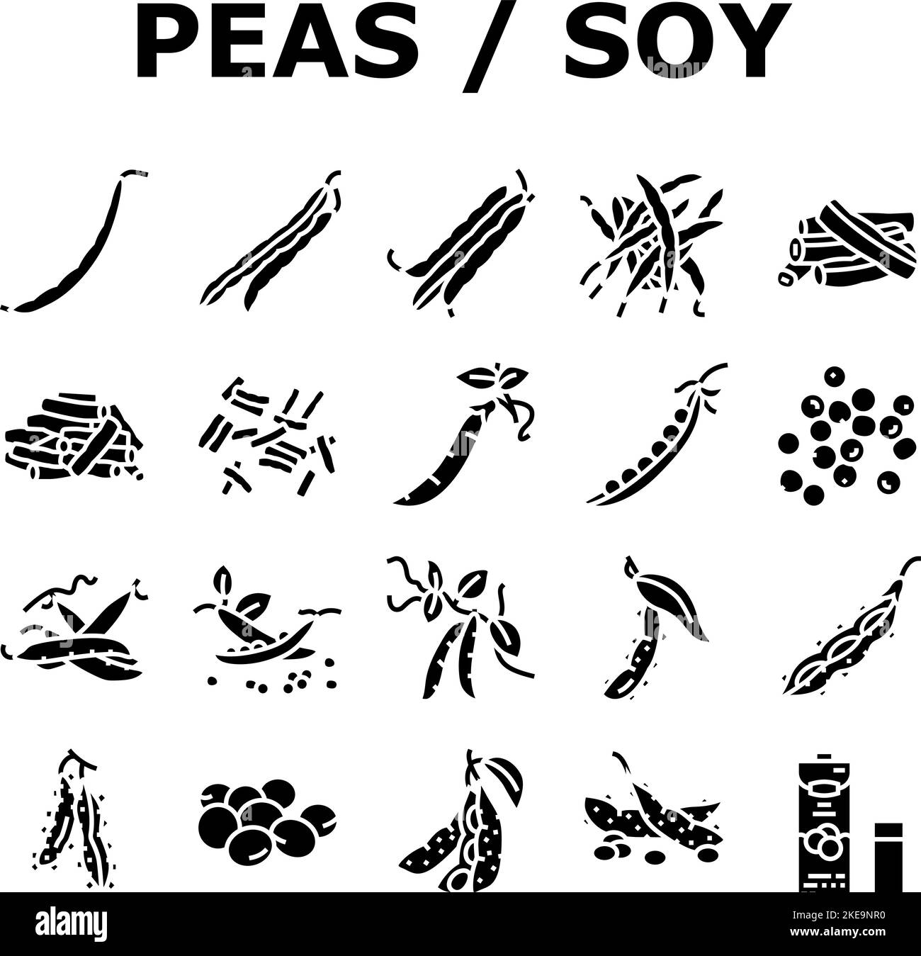soy bean food pea green icons set vector Stock Vector Image & Art - Alamy