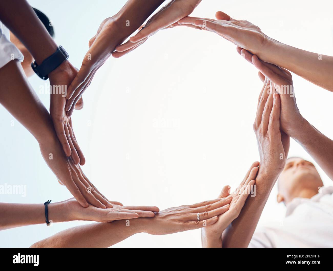 Teamwork, circle and synergy hands of business people with support ... Teamwork, circle and synergy hands of business people with support ...