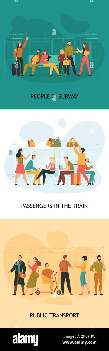 World Public Transport Day. Vector clipart animated characters or ...