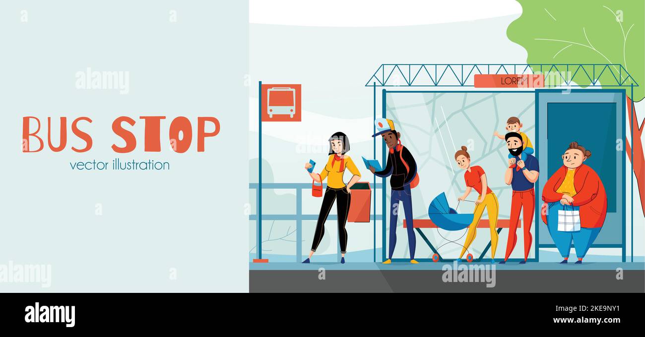 World Public Transport Day. Vector clipart animated characters or ...