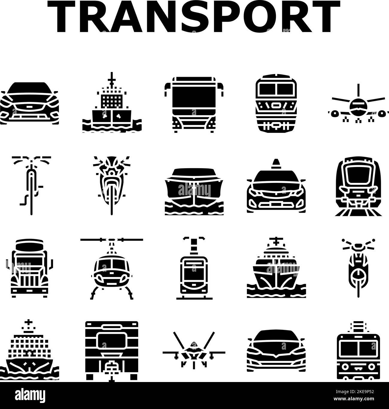 transport truck car vehicle ship icons set vector Stock Vector Image ...