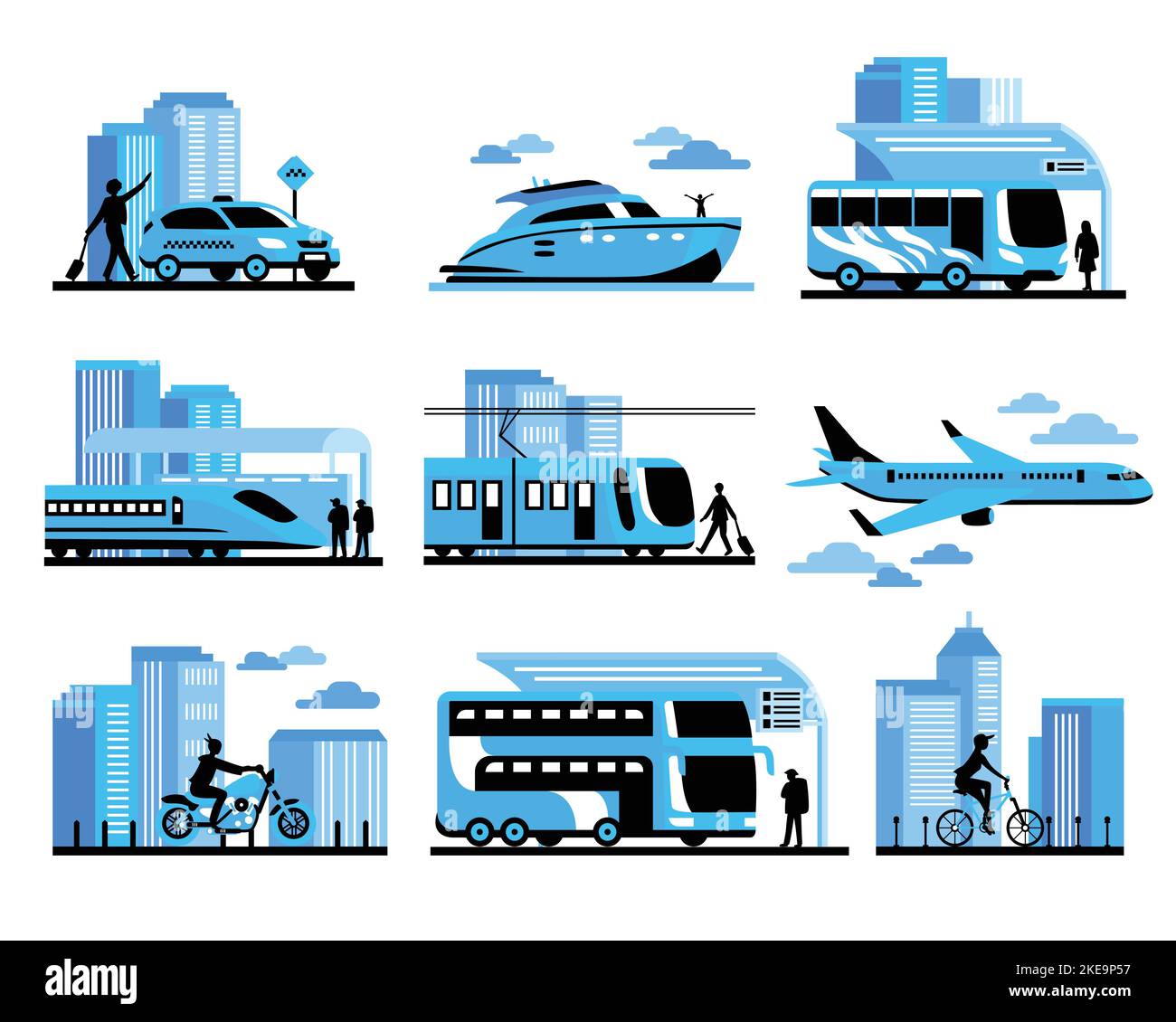 World Public Transport Day. Vector clipart animated characters or ...