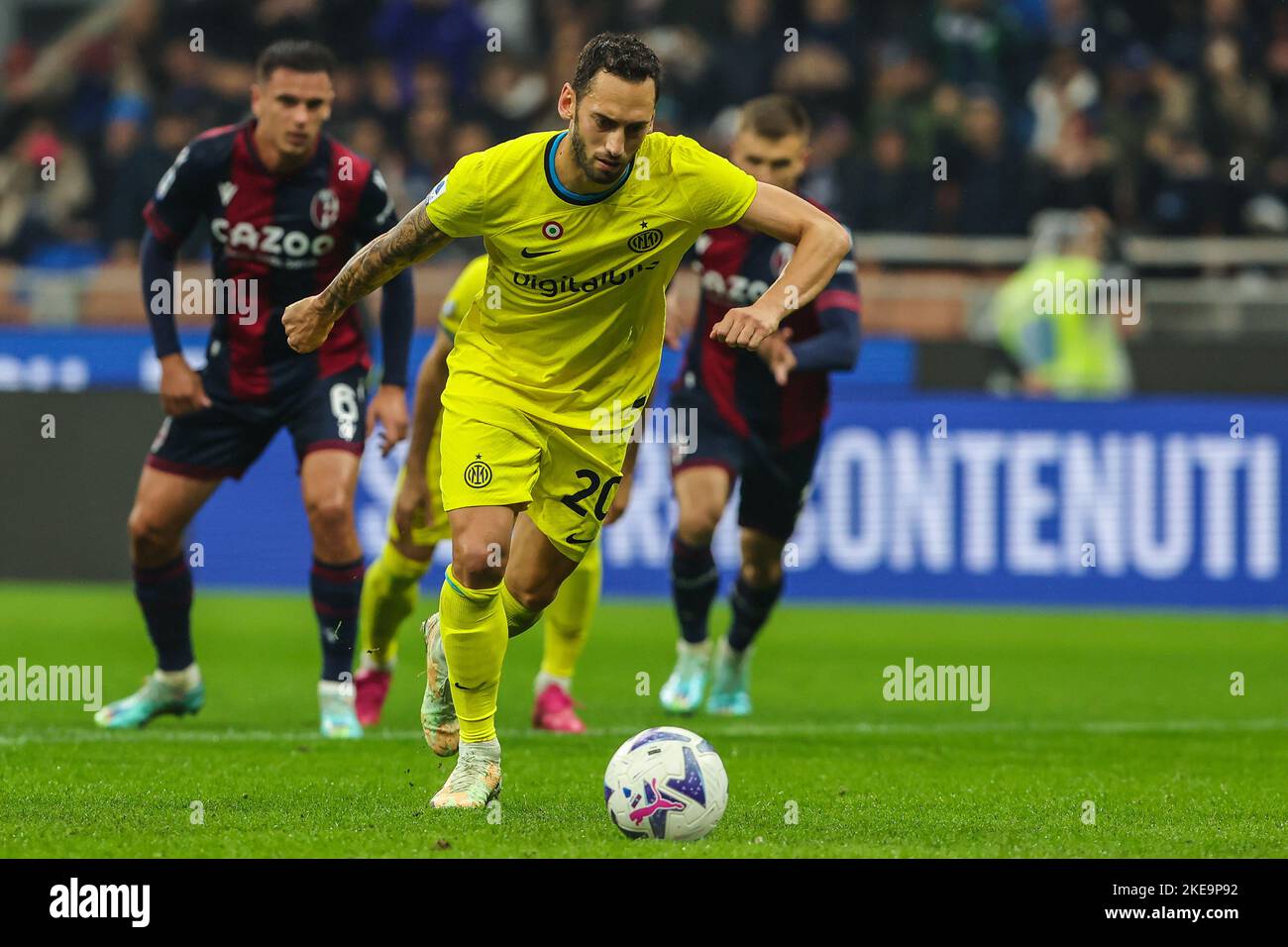 Hakan Calhanoglu of FC Internazionale kickis penalty during Serie A ...