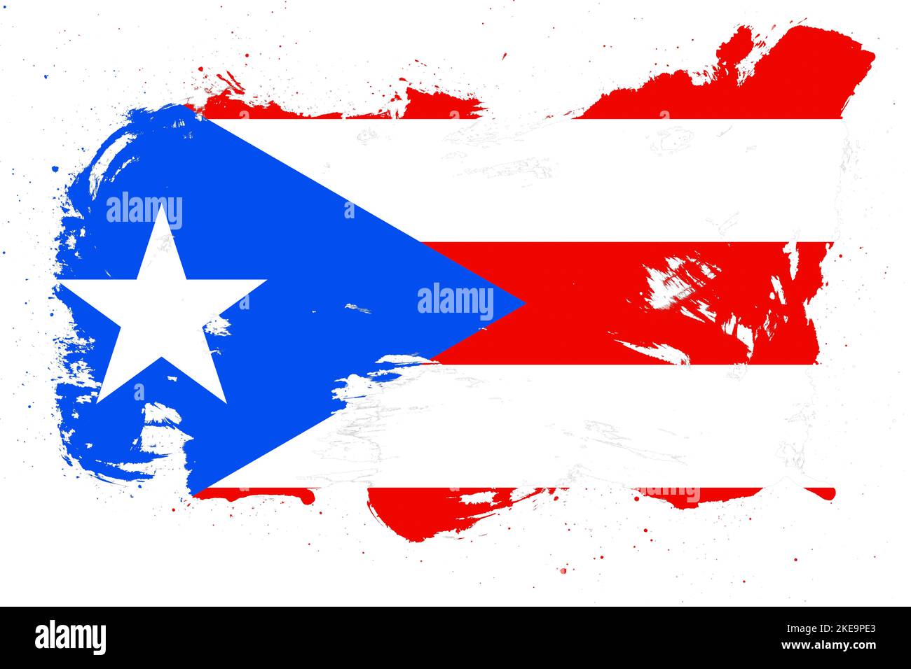 Puerto rico flag with painted grunge brush stroke effect on white ...