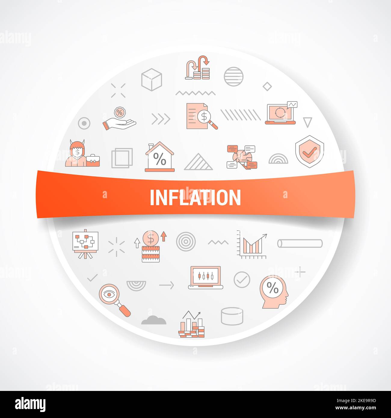 inflation concept with icon concept with round or circle shape for ...
